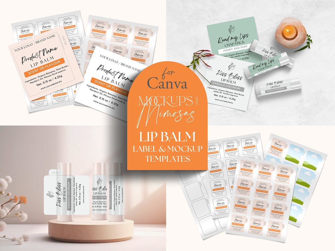 Lip Balm Label Mockup Template, 0.15oz Skin Salve, DIY Canva Design ...