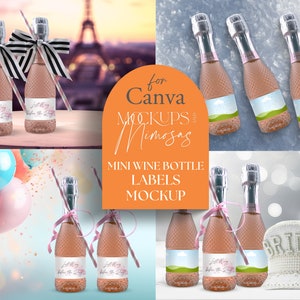 CANVA Piccolo Bottle Label Mockup. Mini Sparkling Wine Label. Bubbles ...