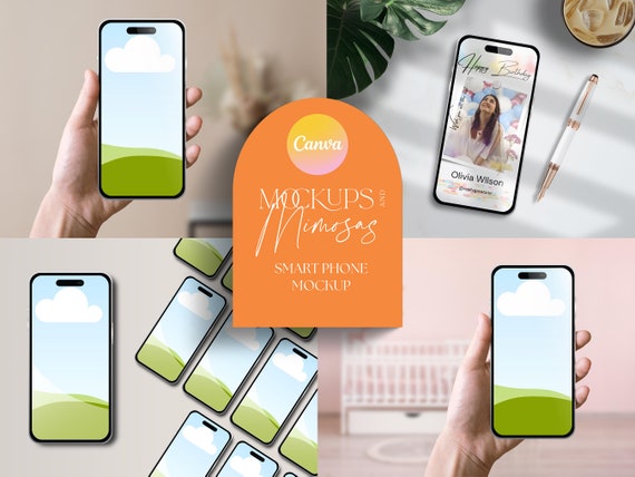 CANVA ANIMATED Smart Phone and Hand Mockup. Iphone 14. Social Media ...