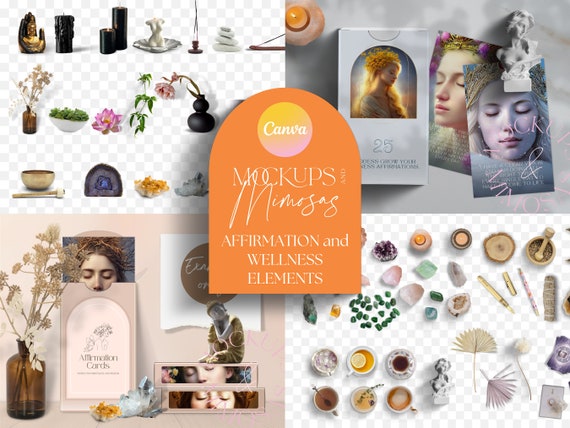 WELLNESS and AFFIRMATION scene creator. Canva Moveable objects ...