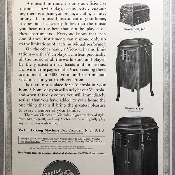 Victrola Vintage Ad - Etsy