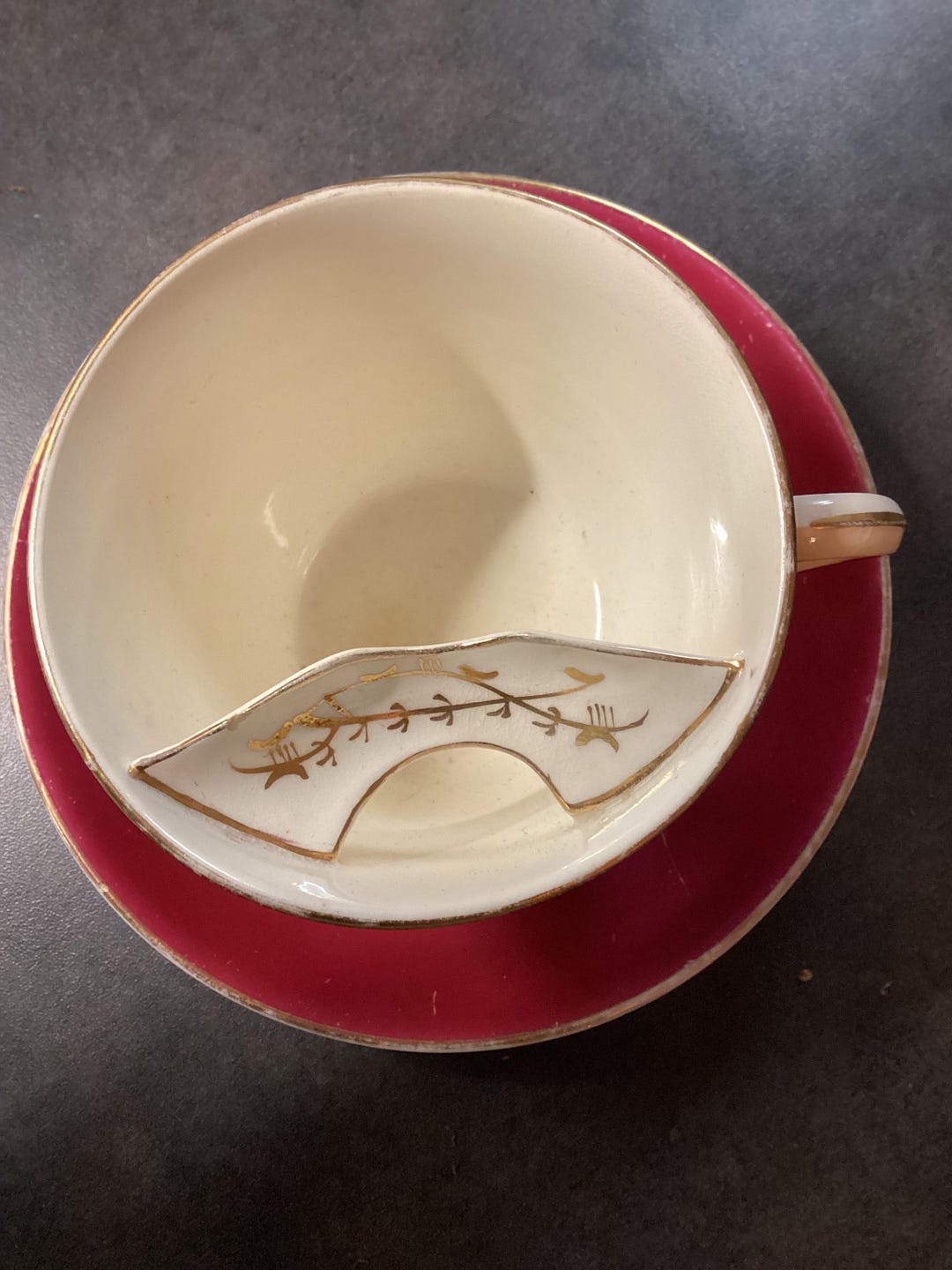 Tache à Moustache Antique. Antique Moustache Cup With Saucer, Gilded ...