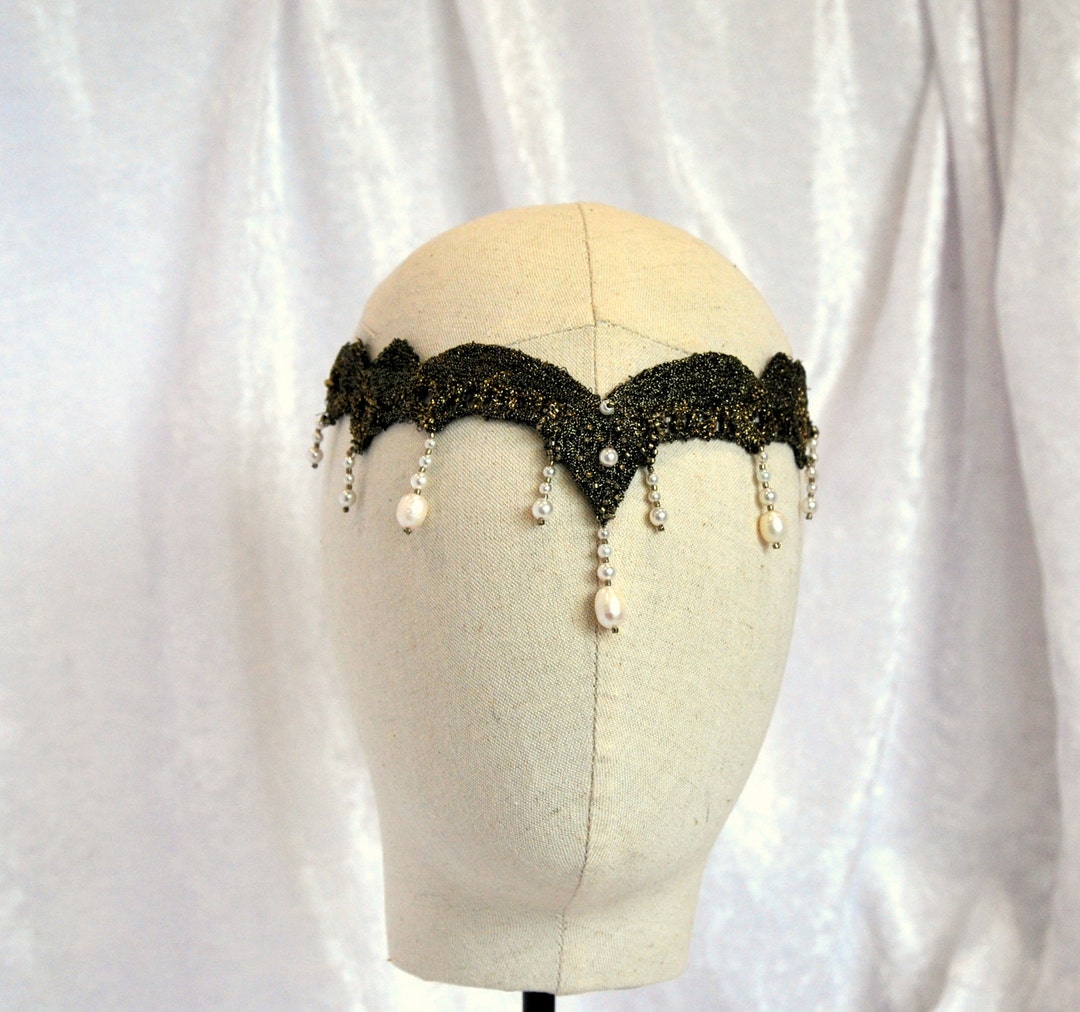 Victorian Tiara Tiara Old Gold Wire and Majorcan and Freshwater Pearls ...