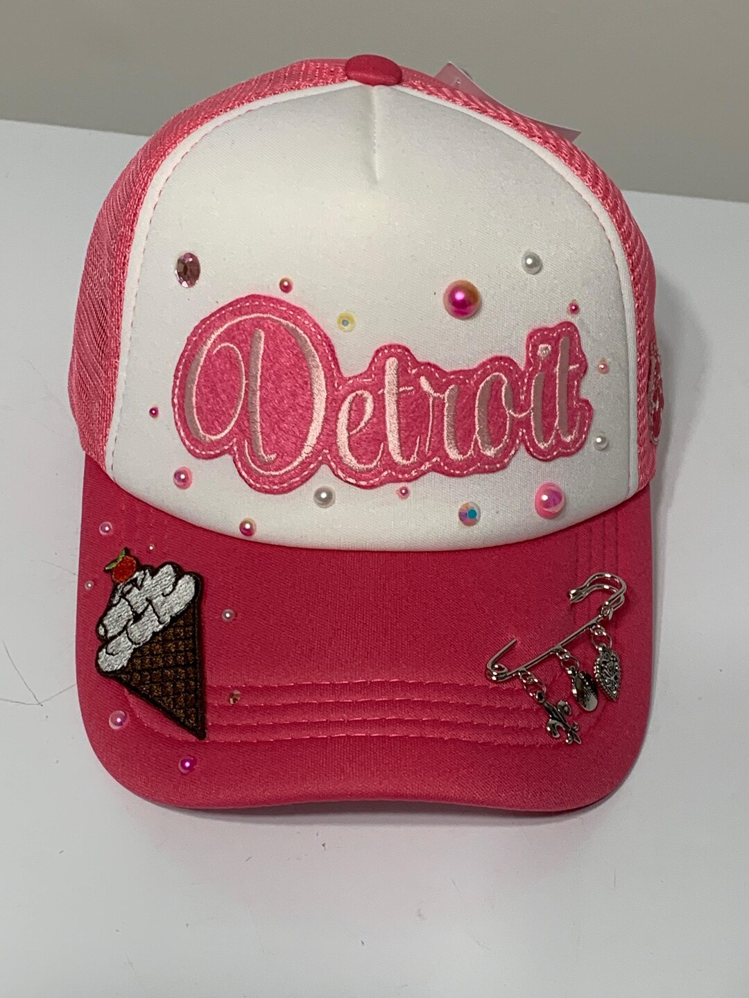 Detroit Baddie Junk Trucker Cap- Pink - Etsy