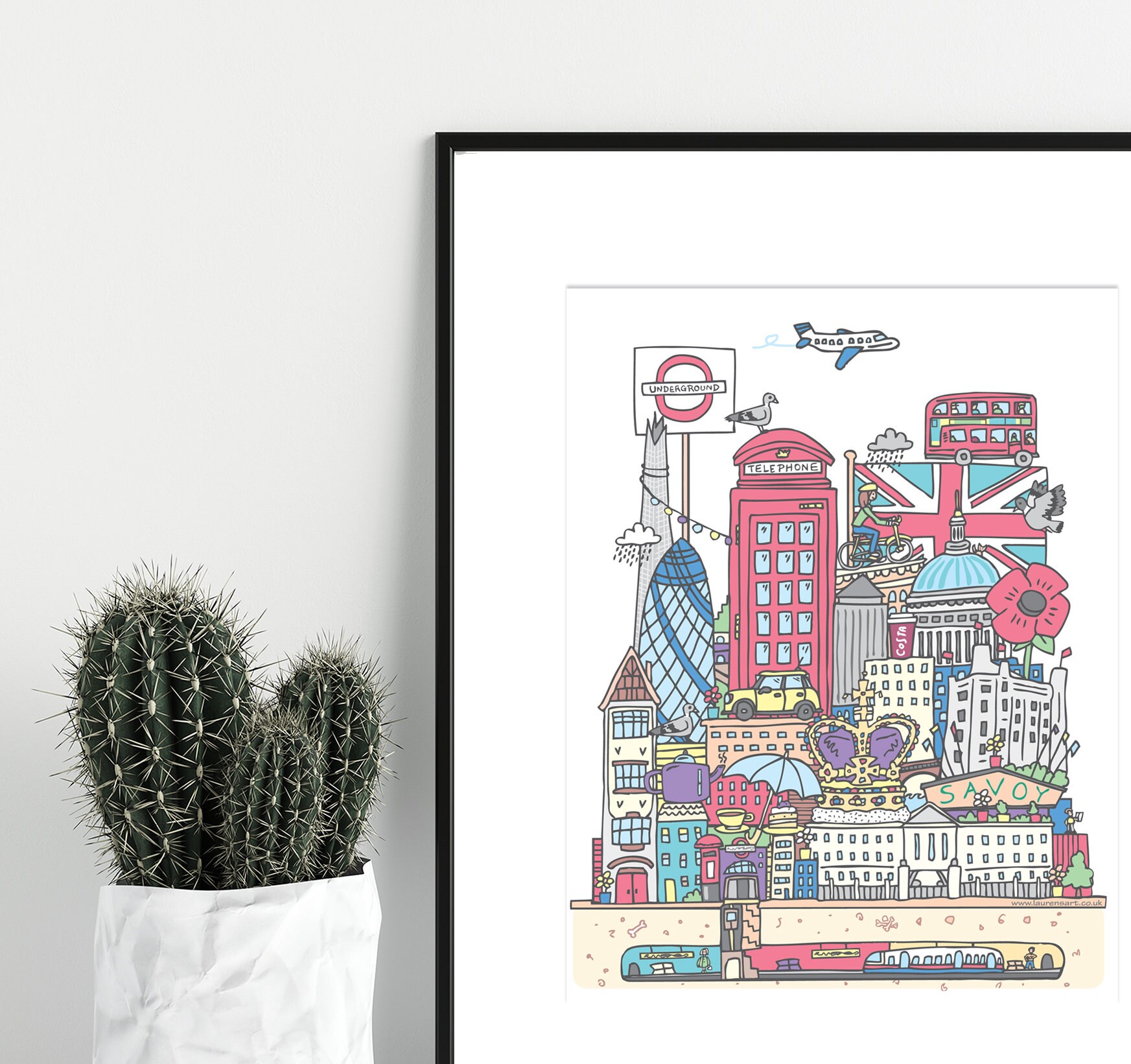 Illustrated London Landmarks Art Print, Cityscape Artwork - Etsy UK
