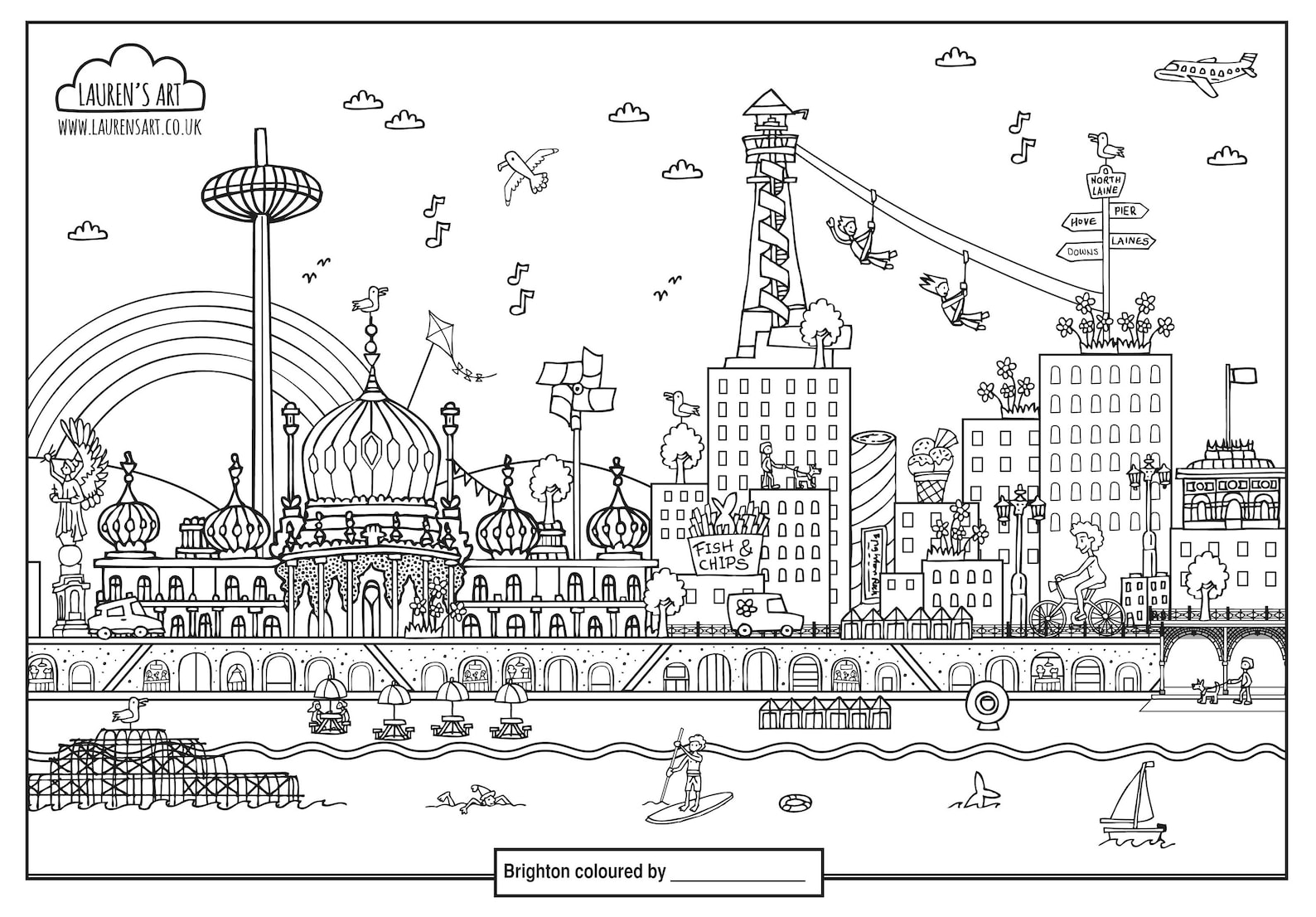 Printable Brighton Colouring Page | Etsy UK