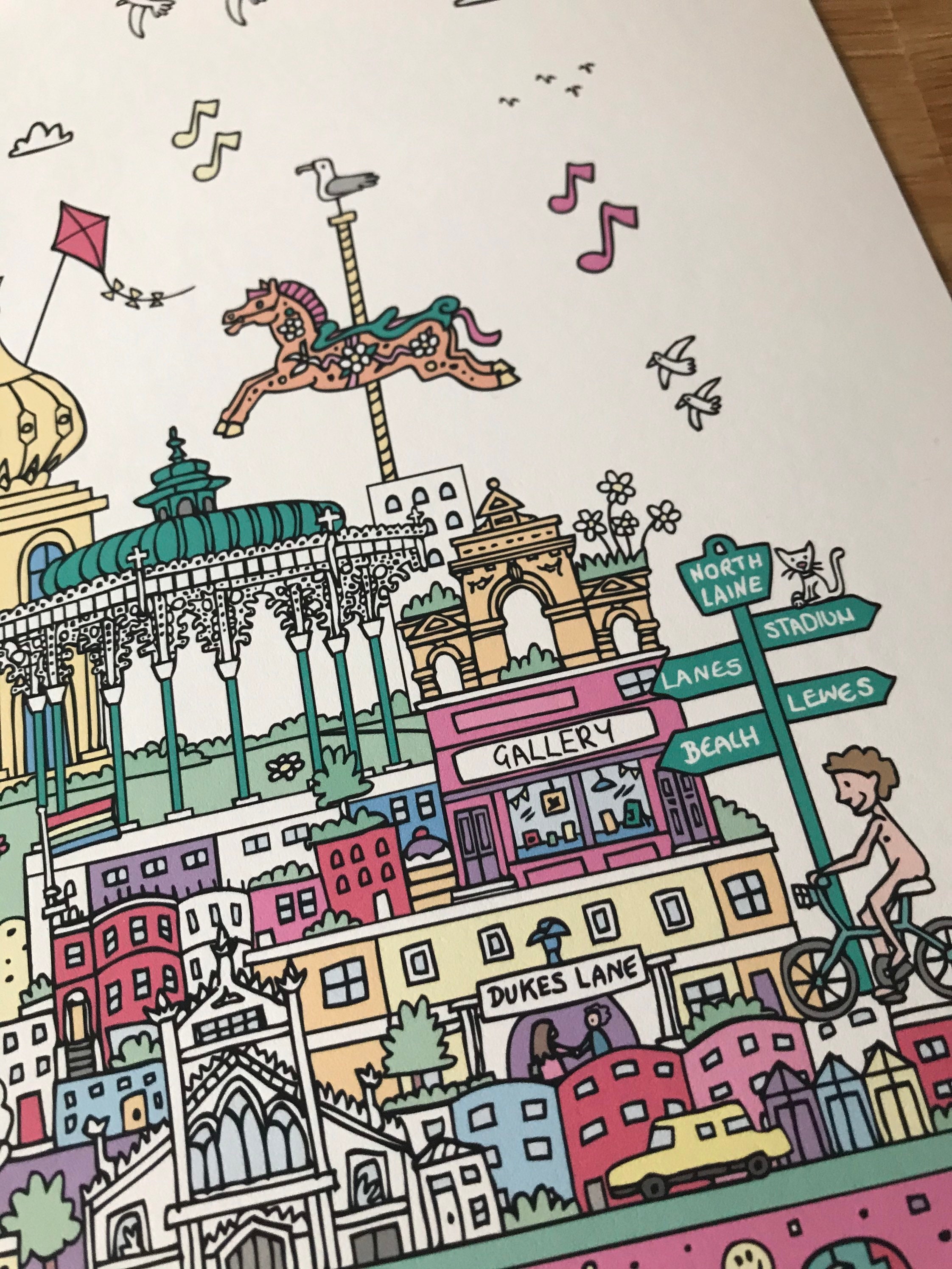 Brighton Colourful Cityscape Print, Illustrated Landmarks Artwork - Etsy UK