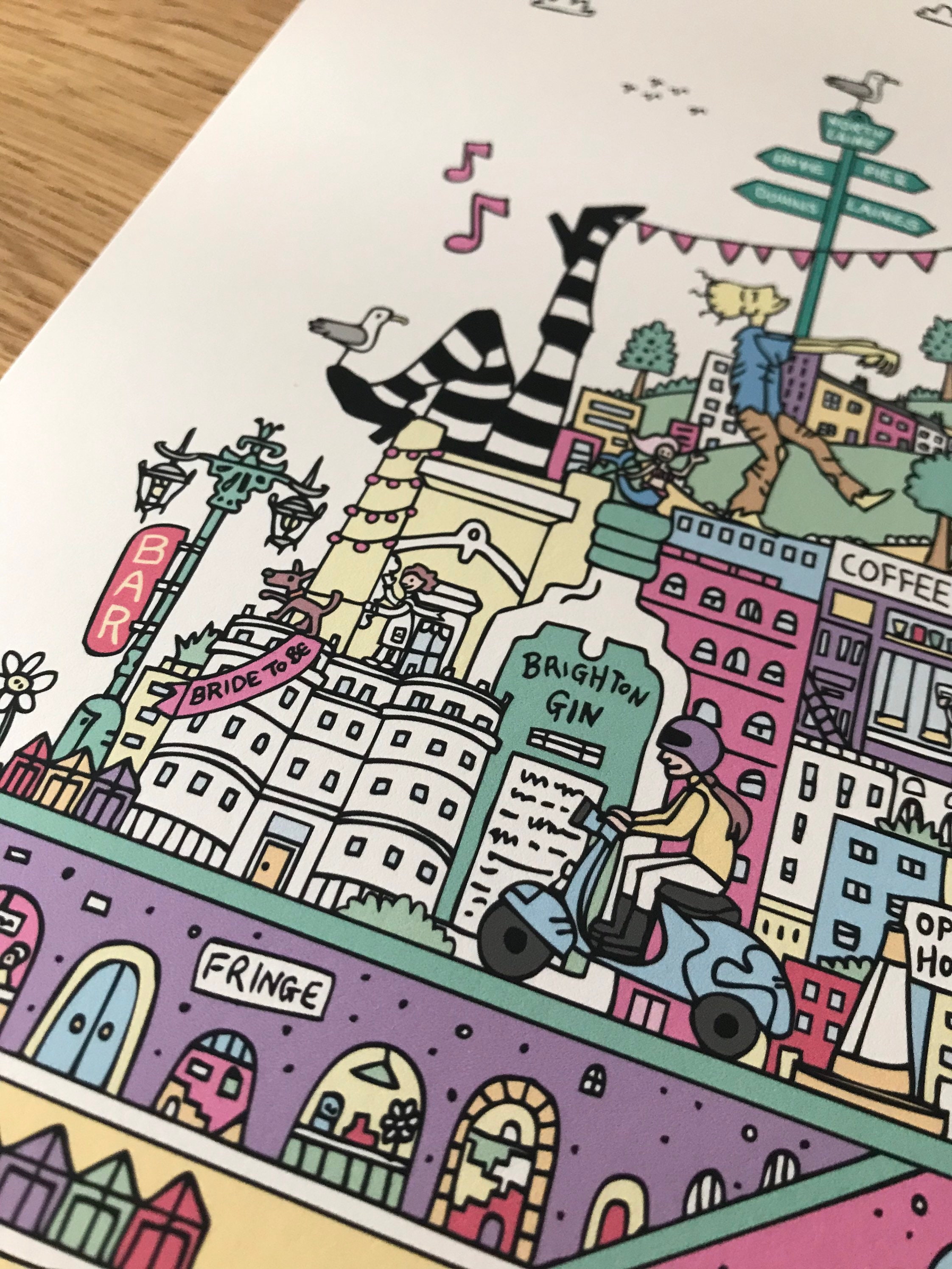 Brighton Colourful Cityscape Print, Illustrated Landmarks Artwork - Etsy UK