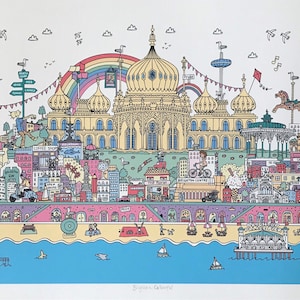 Brighton Colourful Cityscape Print, Illustrated Landmarks Artwork - Etsy UK