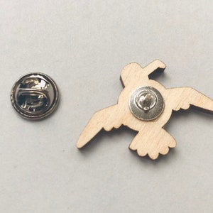 Wooden Seagull Pin Badge With Blue Tips - Etsy