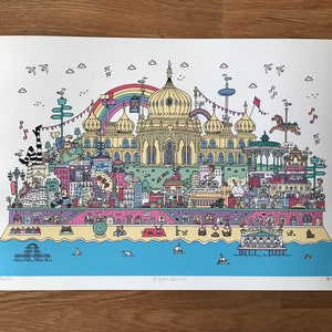Brighton Colourful Cityscape Print, Illustrated Landmarks Artwork - Etsy UK