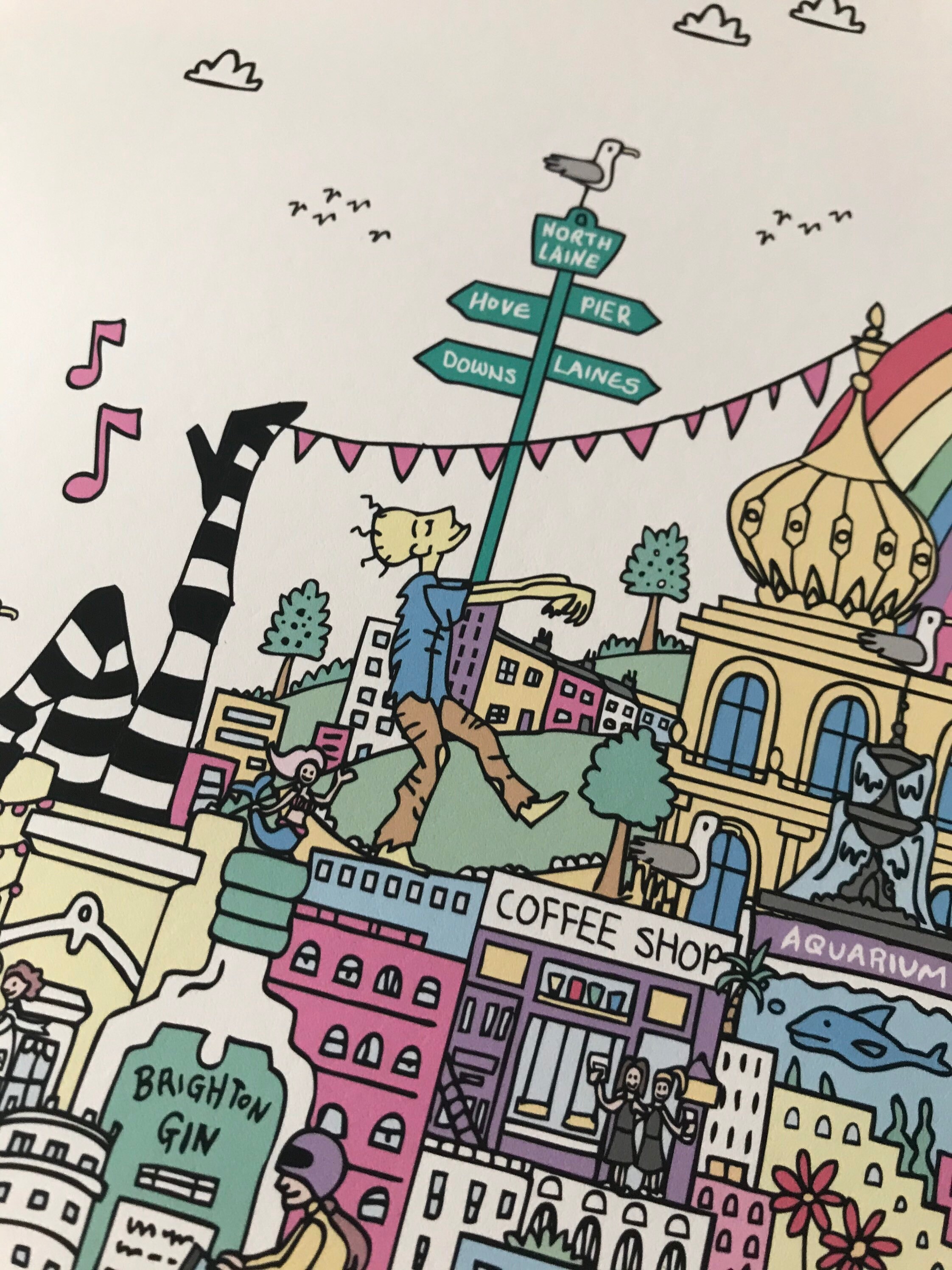 Brighton Colourful Cityscape Print, Illustrated Landmarks Artwork - Etsy UK