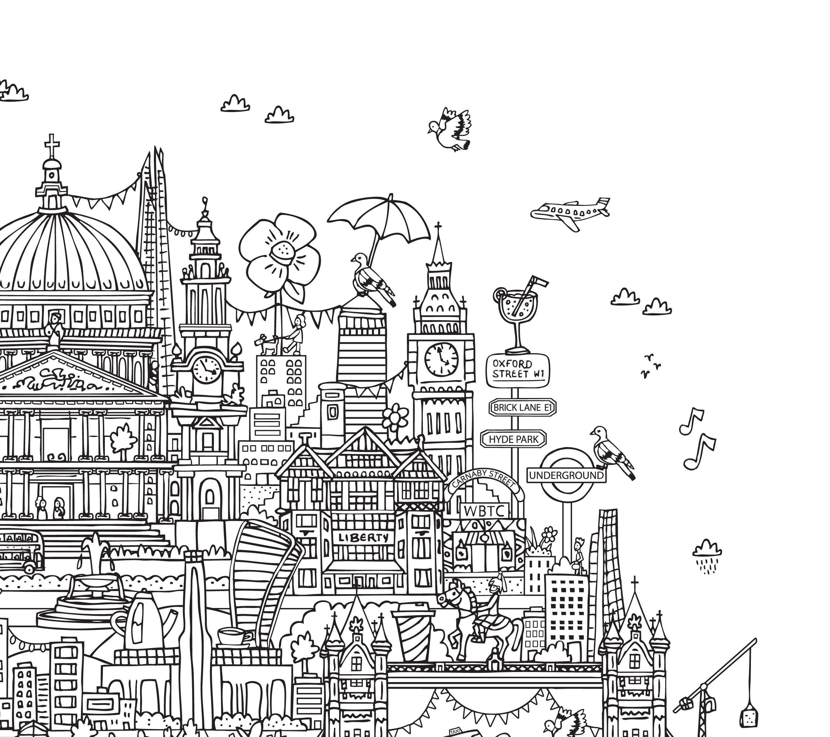 Illustrated London Cityscape Print Landmarks Artwork A3 Size - Etsy UK