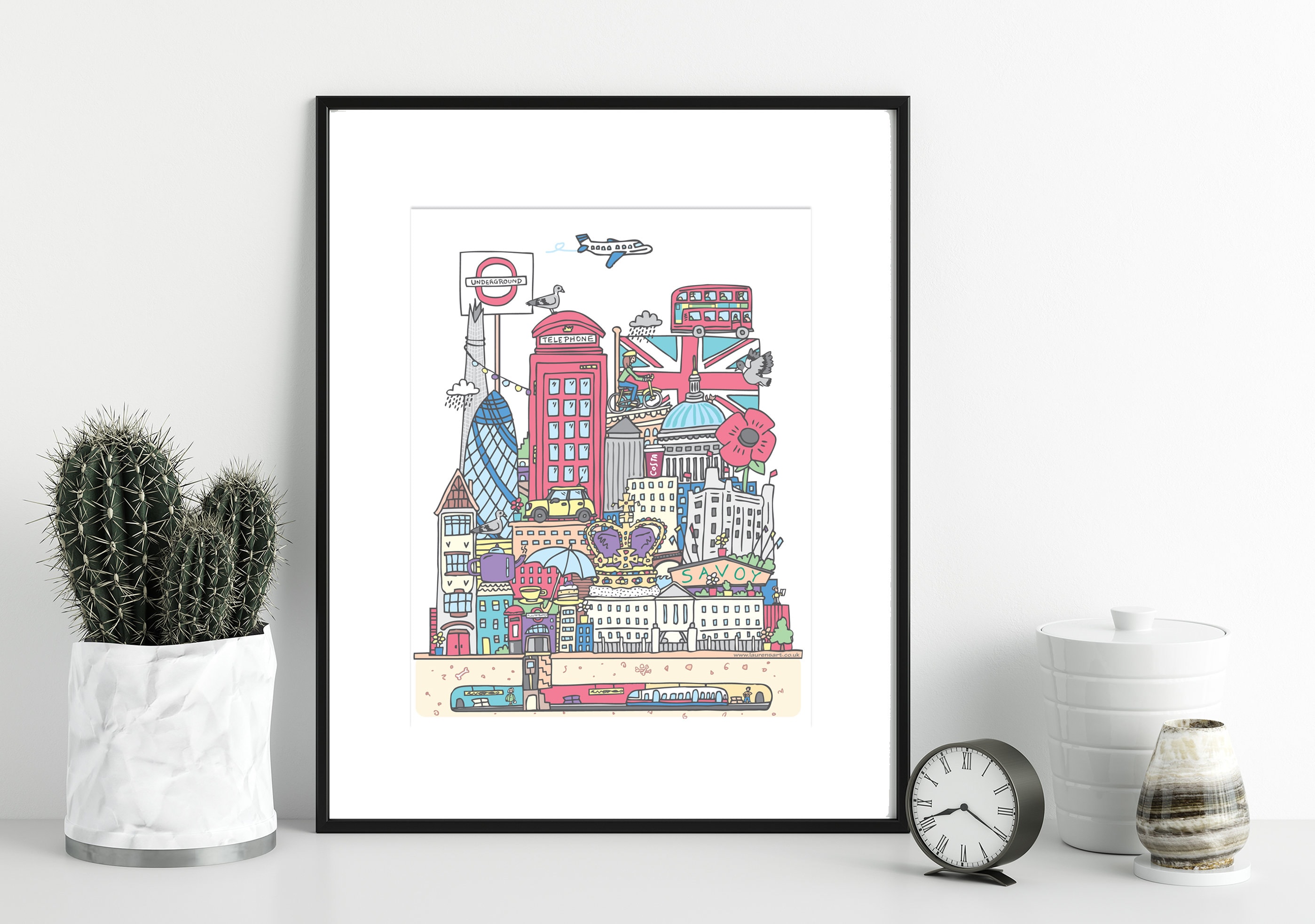 Illustrated London Landmarks Art Print, Cityscape Artwork - Etsy UK