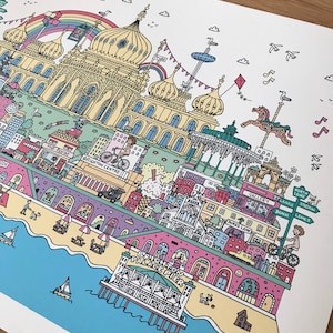 Brighton Colourful Cityscape Print, Illustrated Landmarks Artwork - Etsy UK