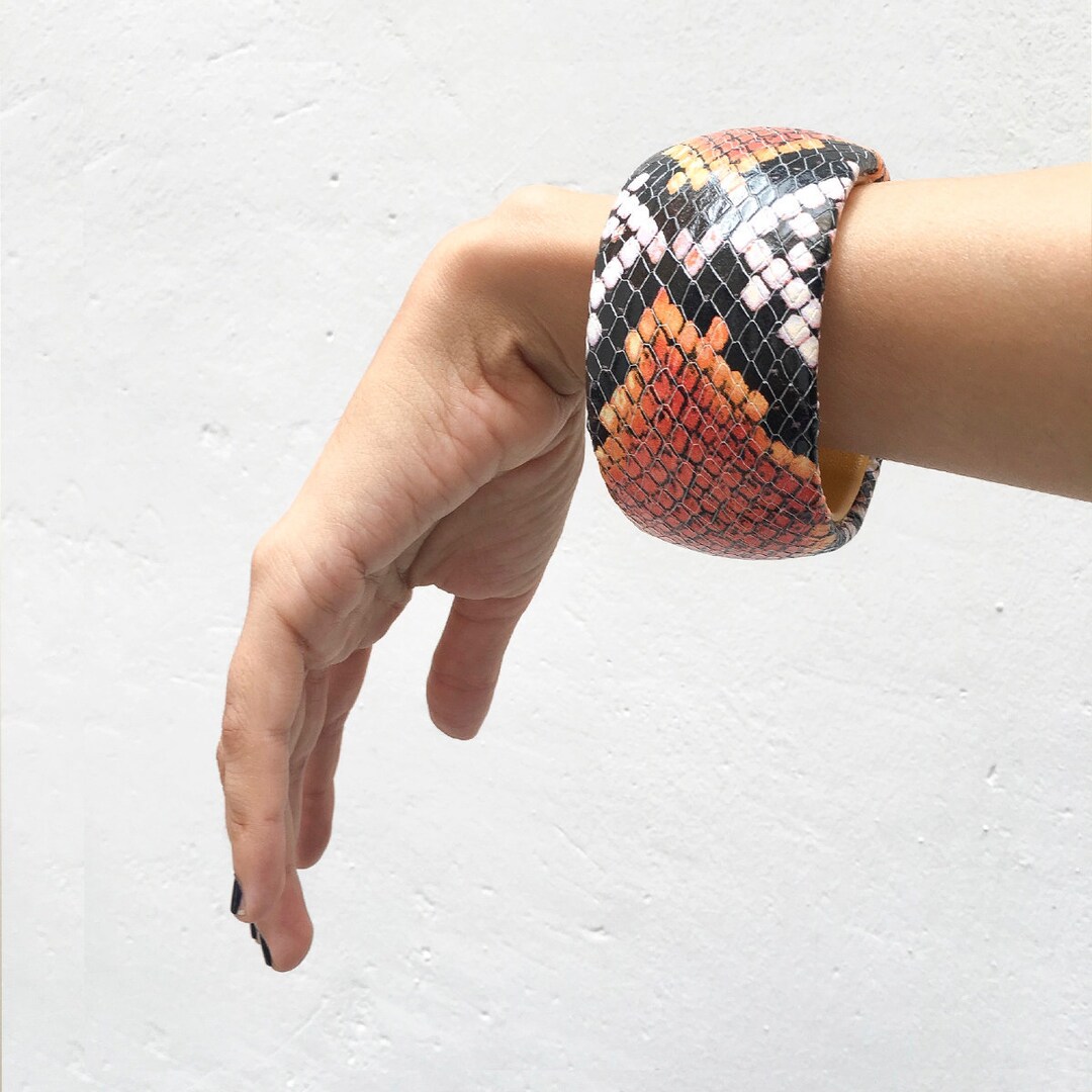 Python Print Leather Cuff Bracelet: African Boho Statement Jewelry - Etsy
