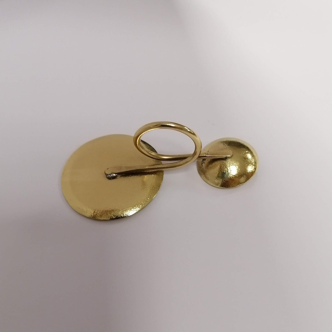 Maxi Minimalist Gold Brass Ring. Two Floating Disc Sculpture Statement ...