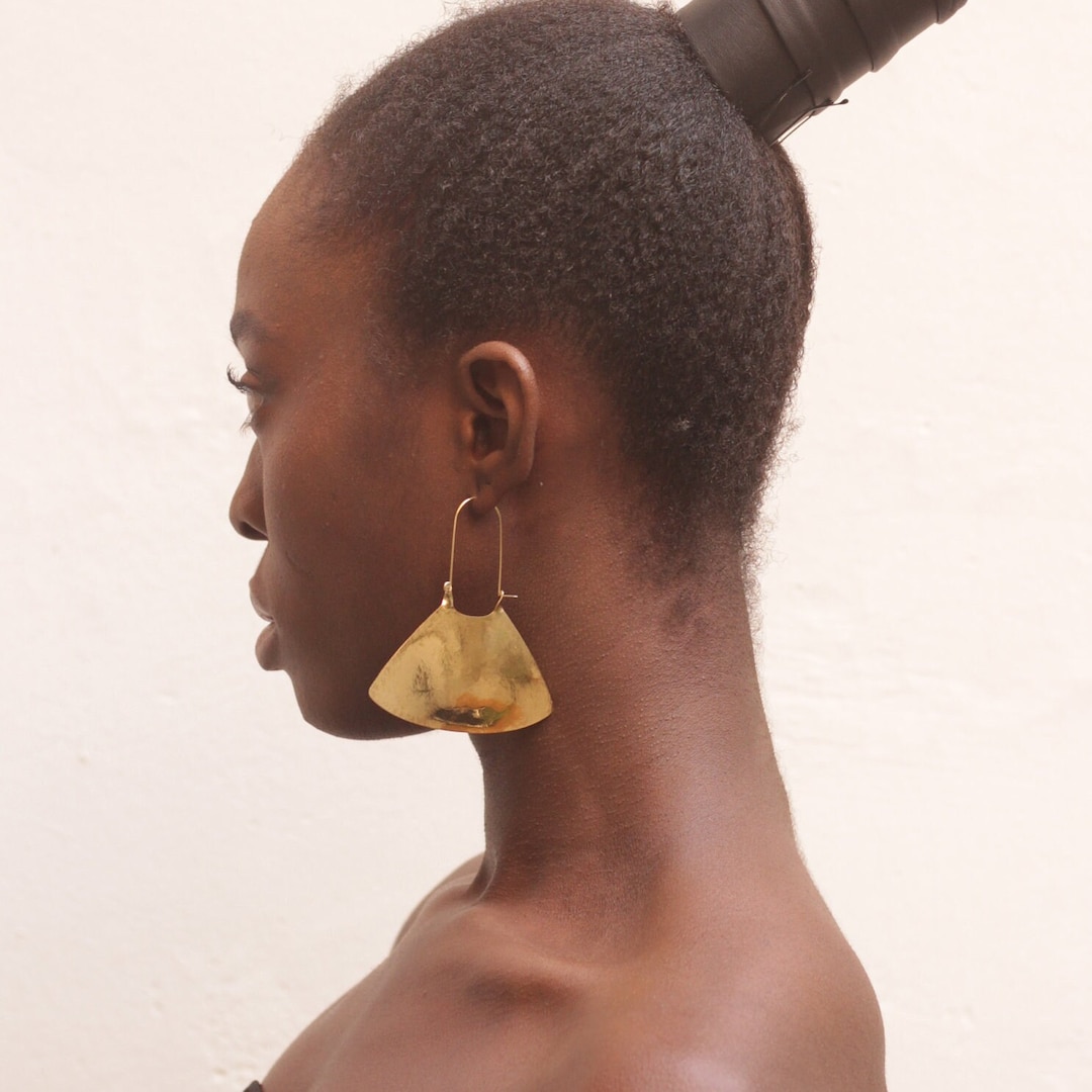 Large Brass Boho Earrings: African Hoop Jewelry - Etsy