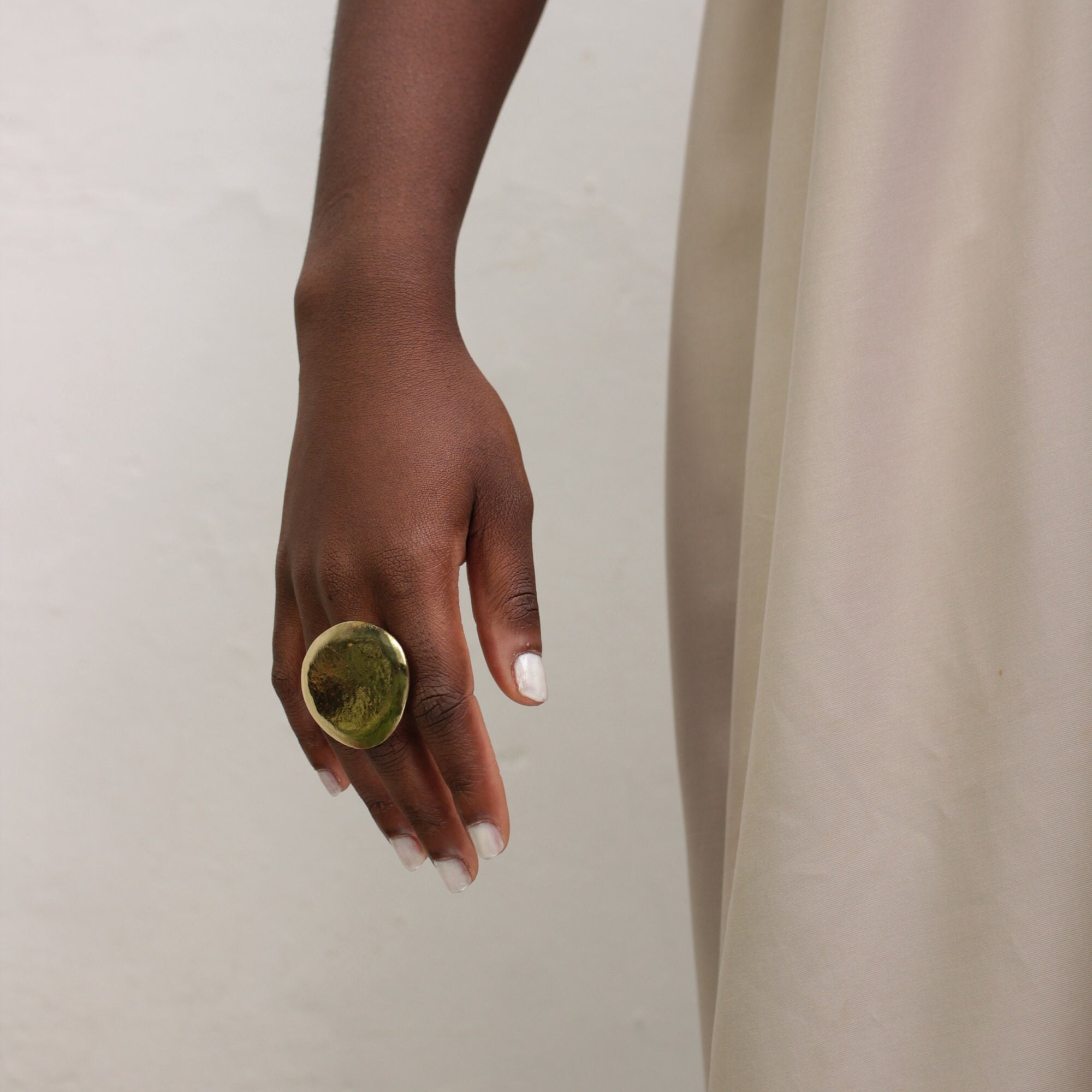 Big Statement Ring for Women, Large Chunky Ring in Golden Brass - Etsy