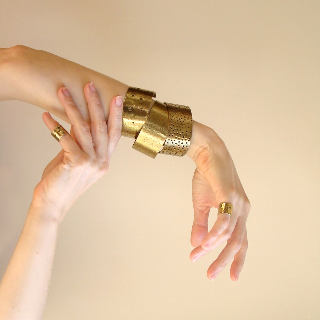 Brass Cuff Bracelet Set: Tribal Boho Chic Jewelry - Etsy