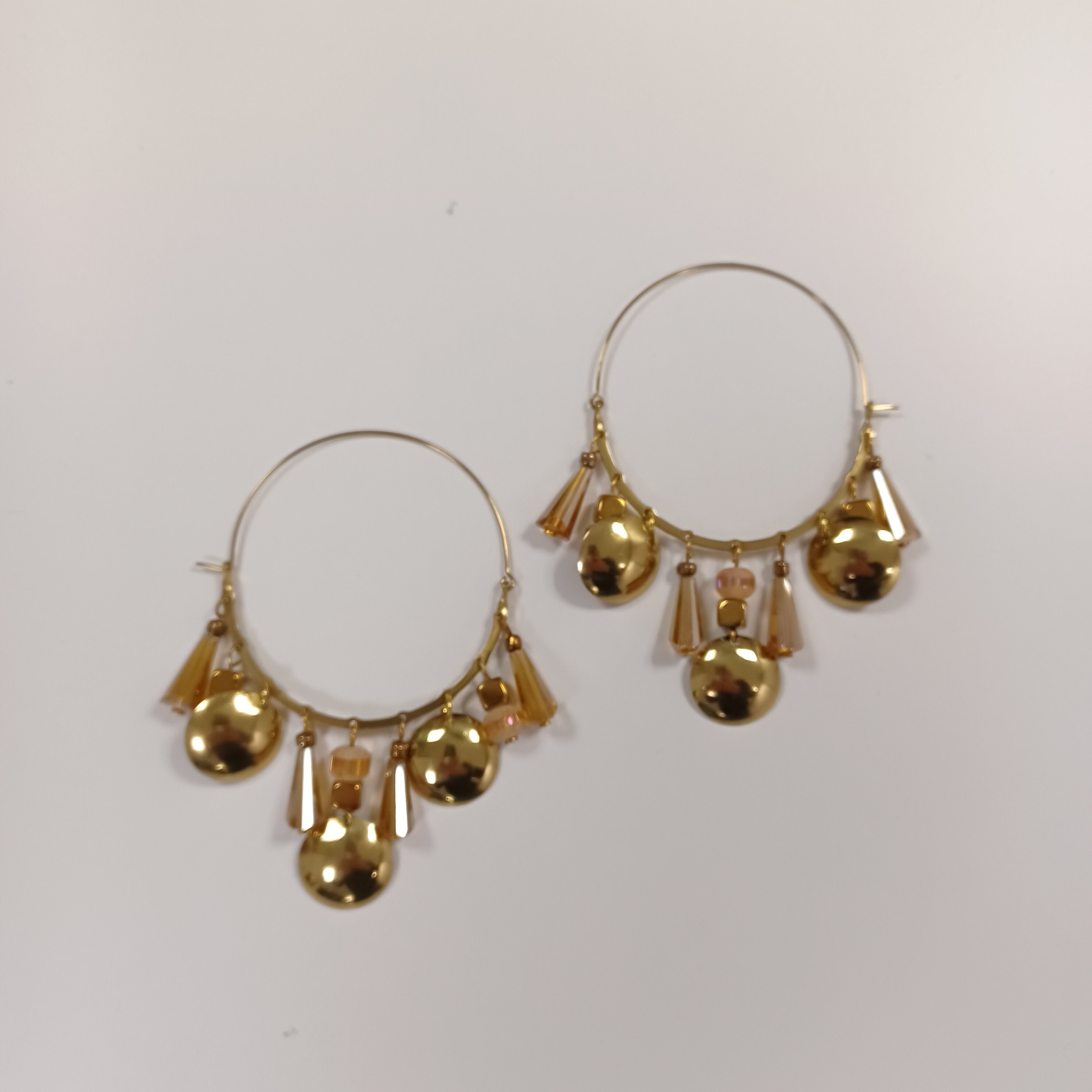 Large Statement Hoops With Czech Crystals Decoration. Boho Hoops ...