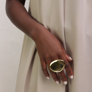 Big Statement Ring for Women, Large Chunky Ring in Golden Brass - Etsy