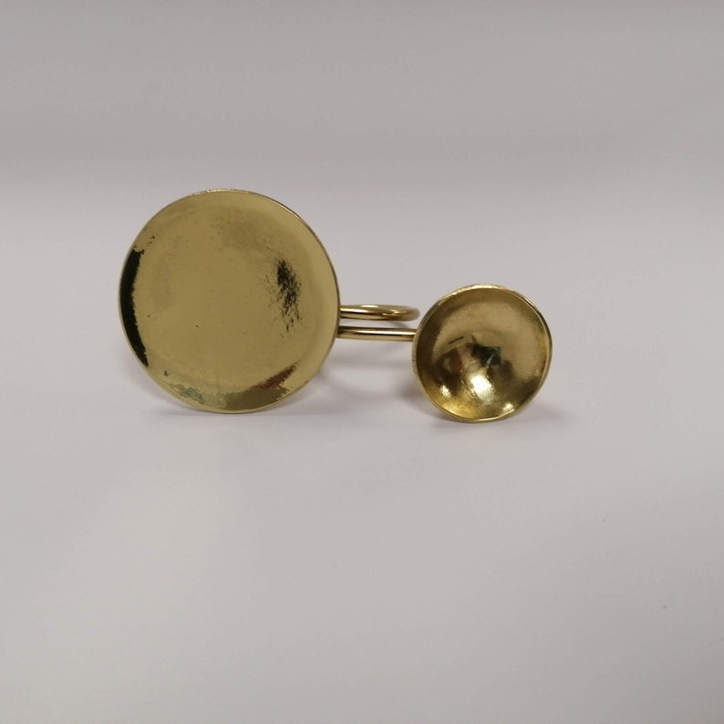 Maxi Minimalist Gold Brass Ring. Two Floating Disc Sculpture Statement ...