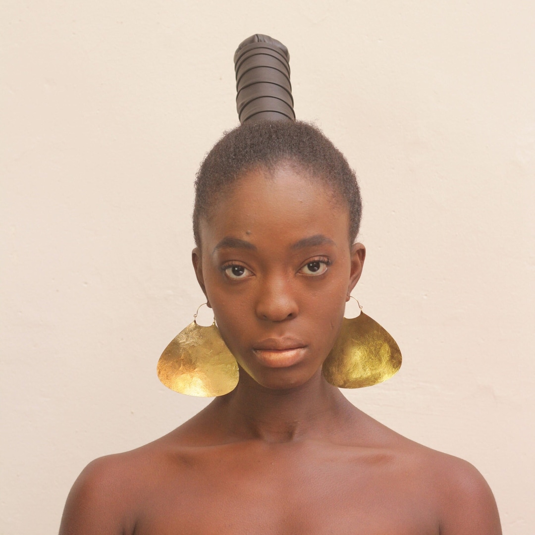 XL Brass African Hoop Earrings: Geometric Statement Jewelry - Etsy