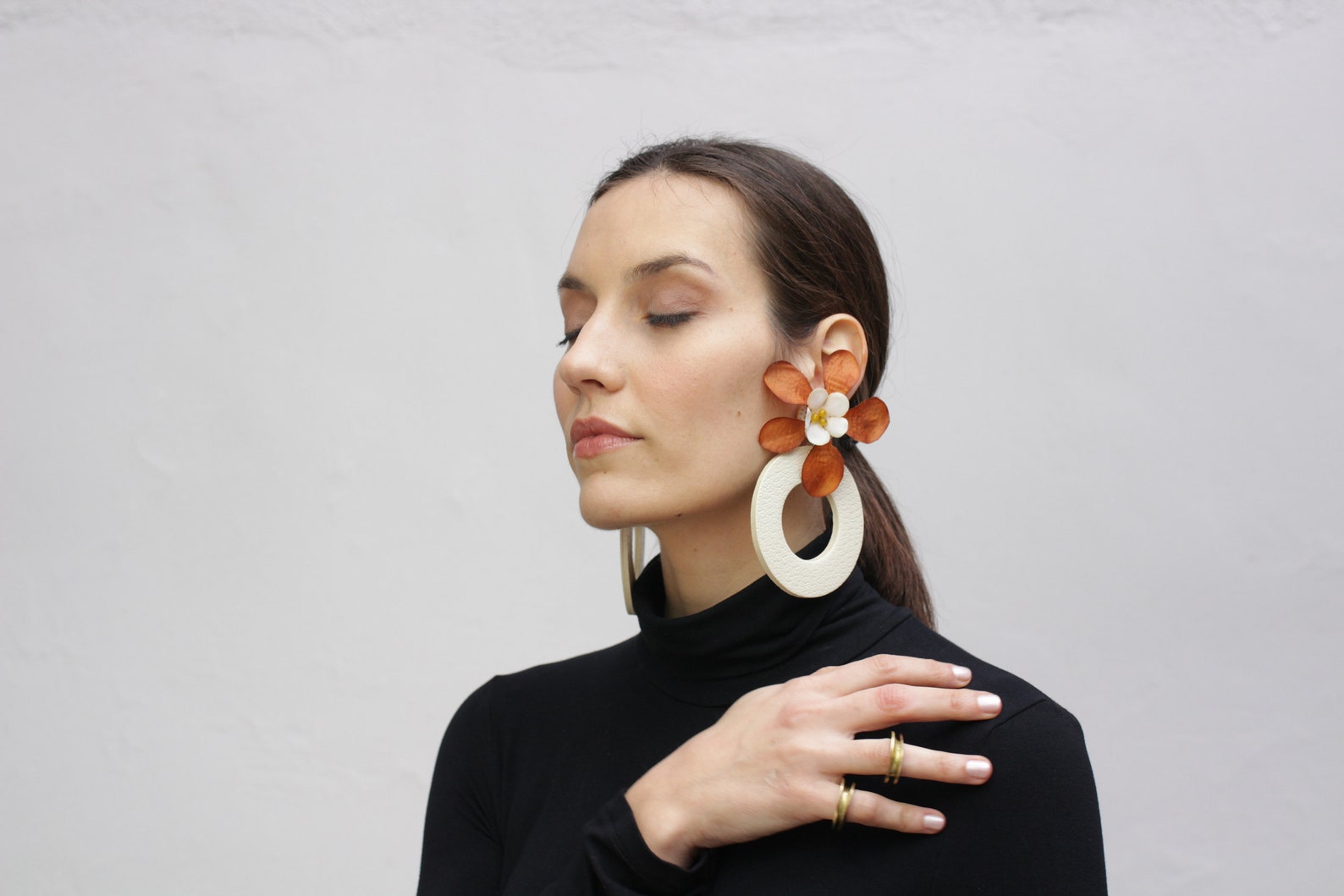 Large Statement Hoops and Flower Earrings - Etsy