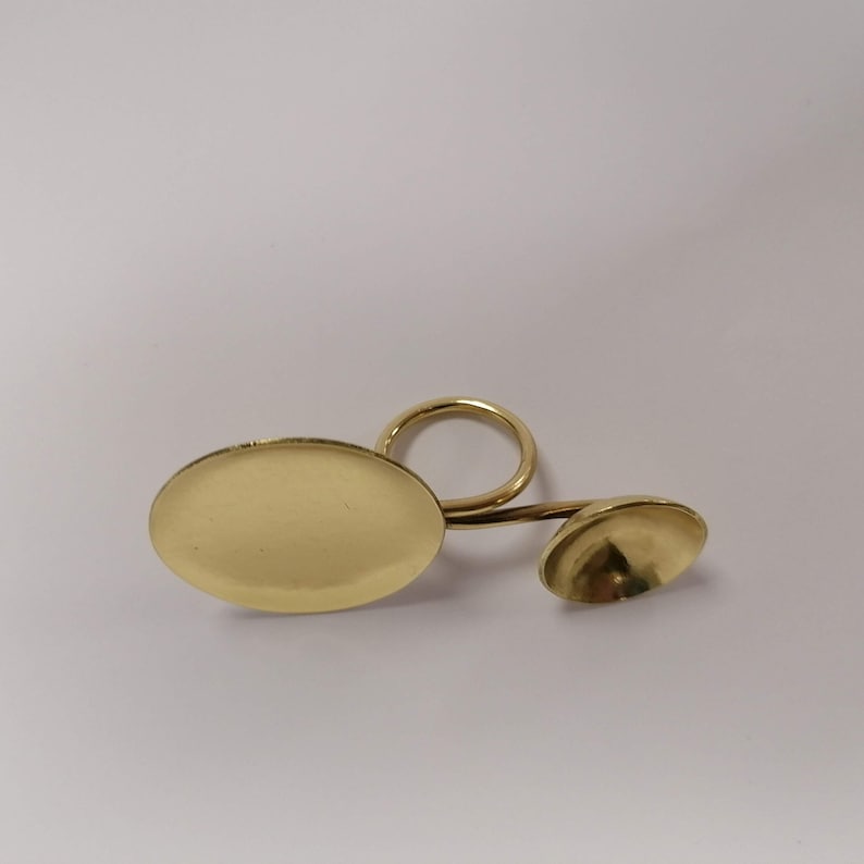 Maxi Minimalist Gold Brass Ring. Two Floating Disc Sculpture Statement ...