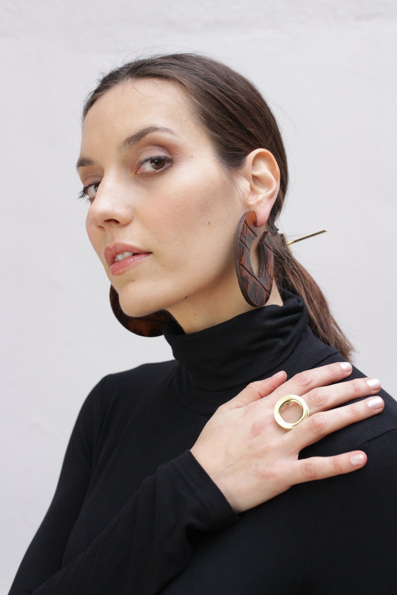 Extra Large and Statement Hoop Earrings in Leather for Bold - Etsy