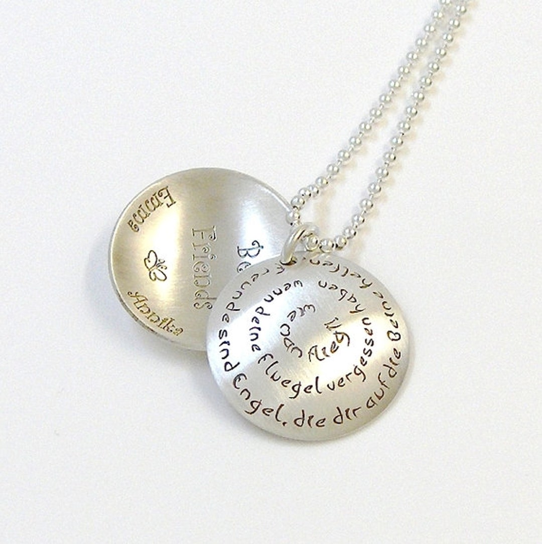 Friendship Necklace Genuine Silver Medallion With Personal Laser ...