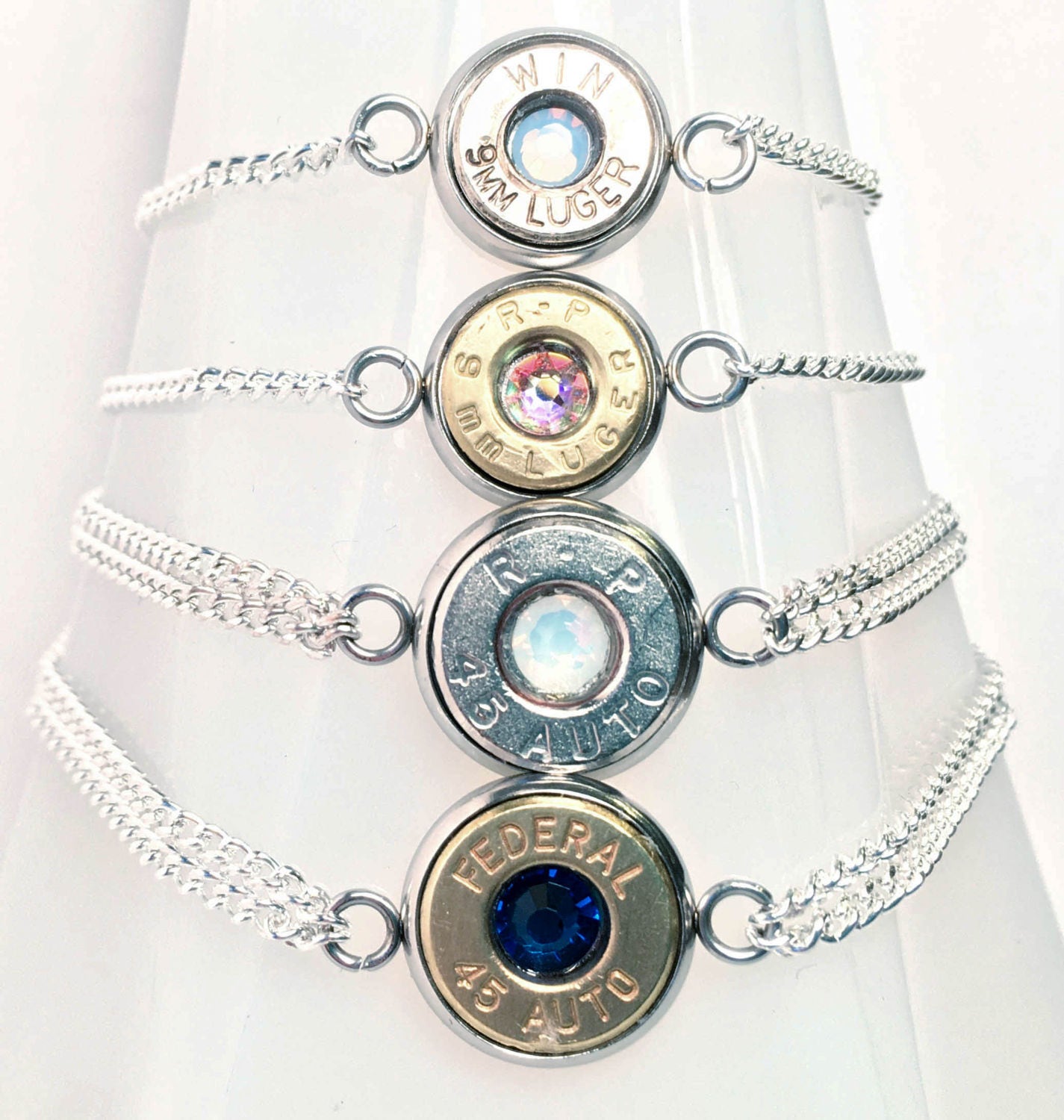 Steampunk Bullet Minimalist Geometric Chain Bracelet w/ Choice | Etsy