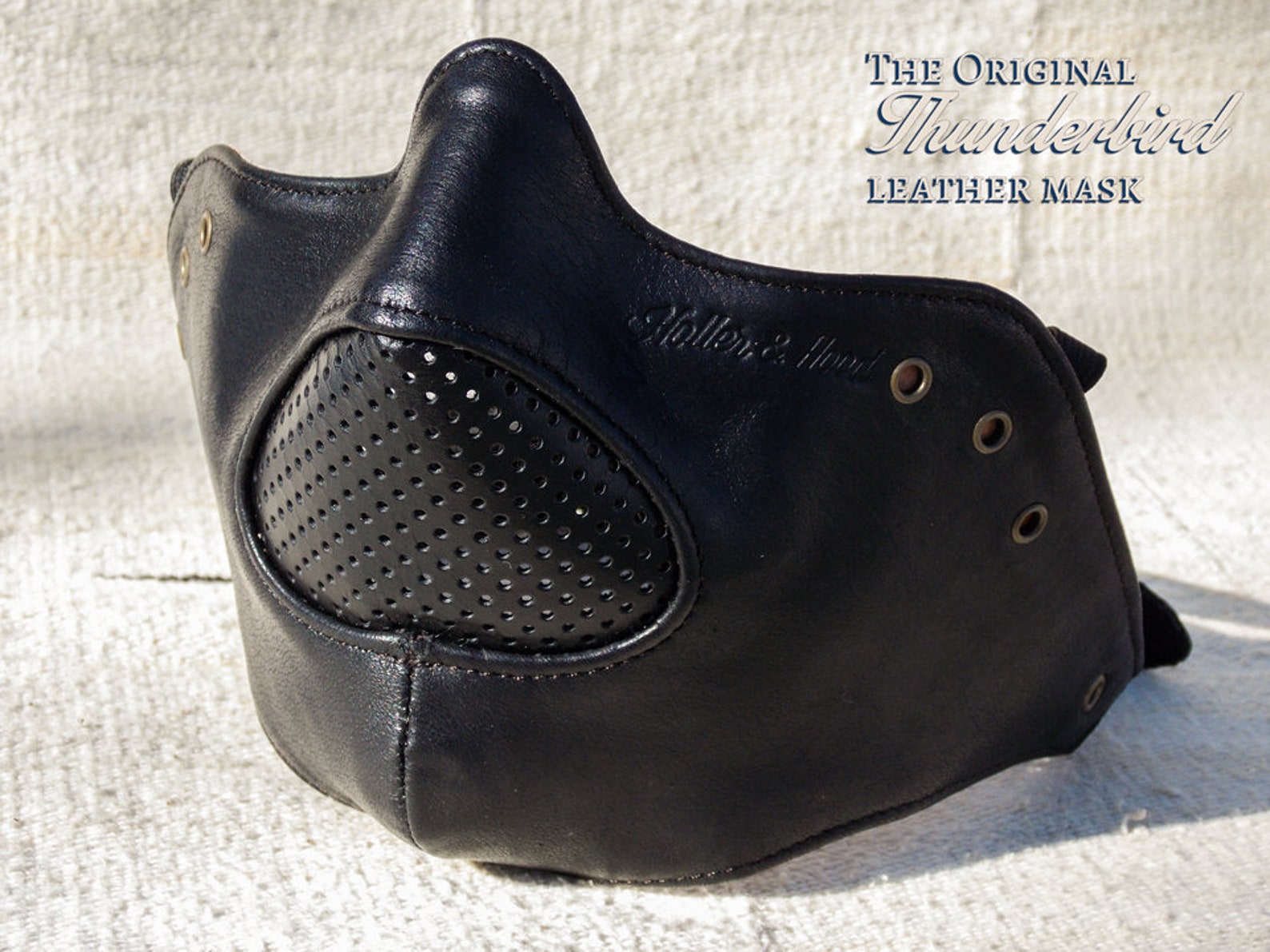 Motorcycle Riding Mask Black Lamb Leather Thunderbird Black | Etsy