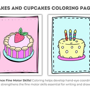 Kids Cake and Cupcake Coloring Book - 40 Fun & Easy Coloring Pages for ...