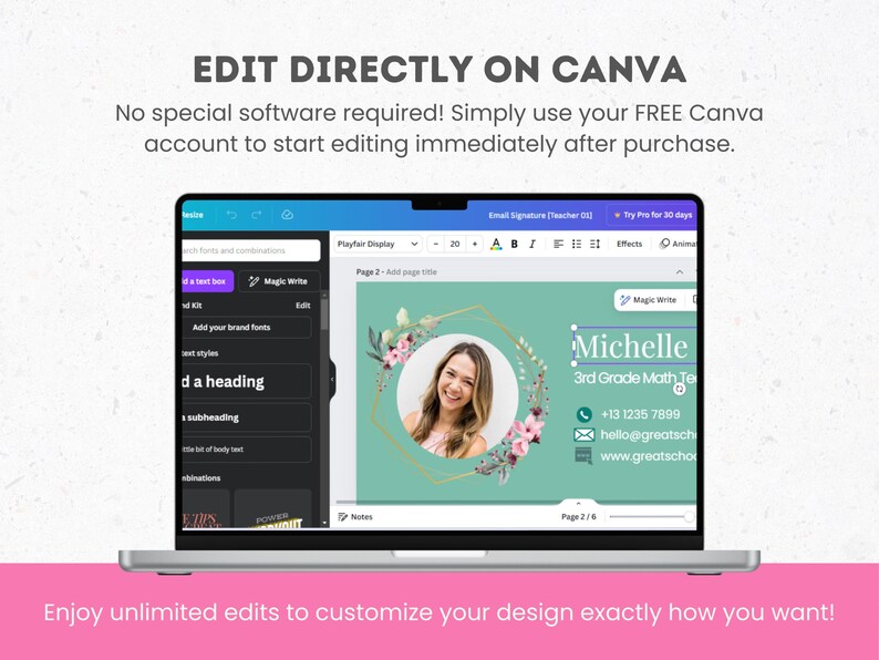 Email Signature Template for Teachers Editable Signature Templates for ...