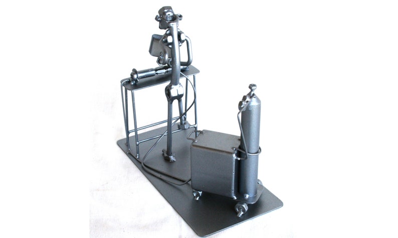 Welder gift nuts and bolts metal sculpture male vs female | Etsy