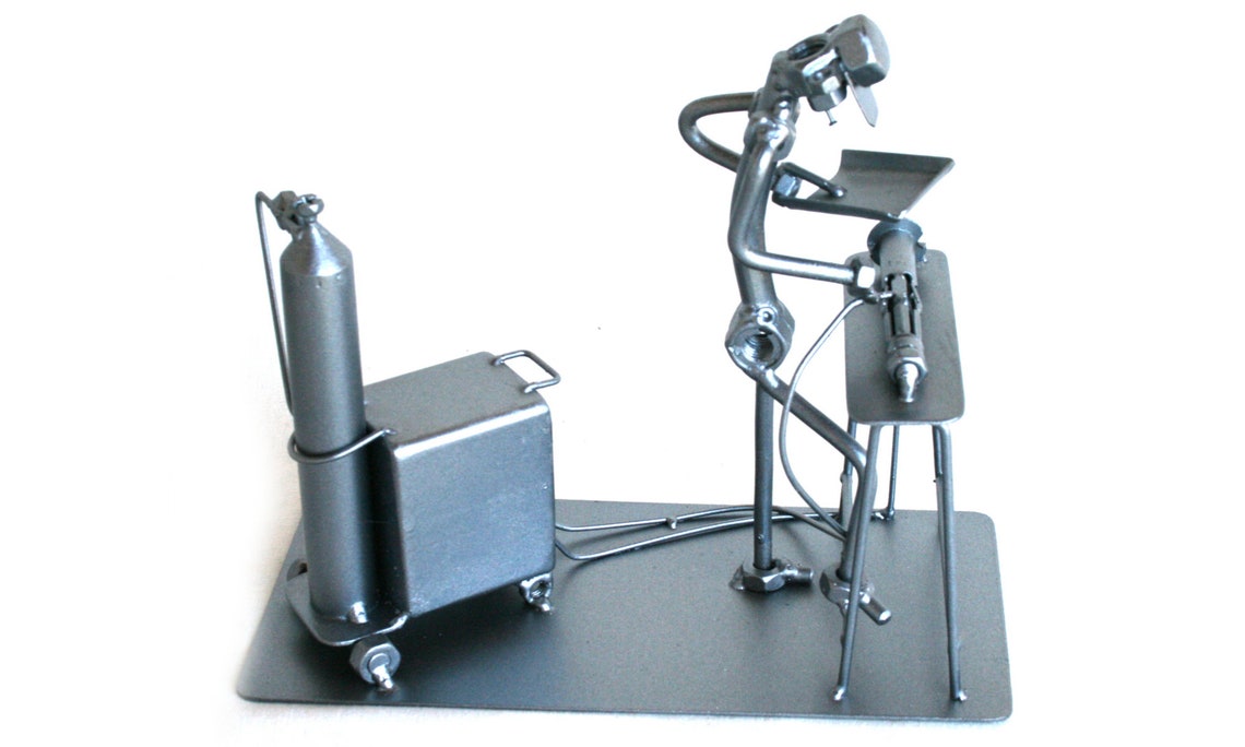 Welder gift nuts and bolts metal sculpture male vs female | Etsy