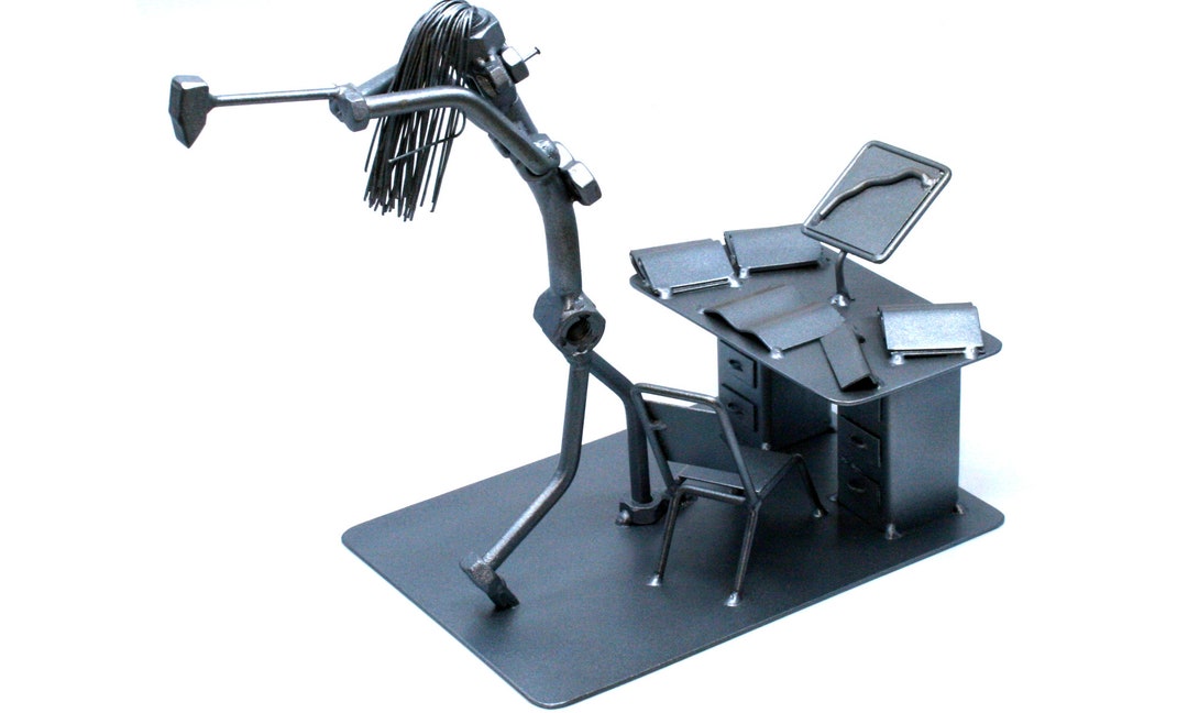 Angry Computer Hacker Nuts Bolts Recycled Metal Art, Geek Nerd Handmade ...