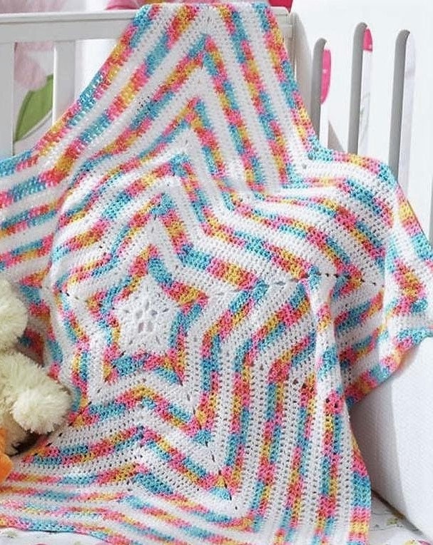 Star Blanket/afghan CROCHET PATTERN - Easy Baby Afghan Download ENGLISH ...