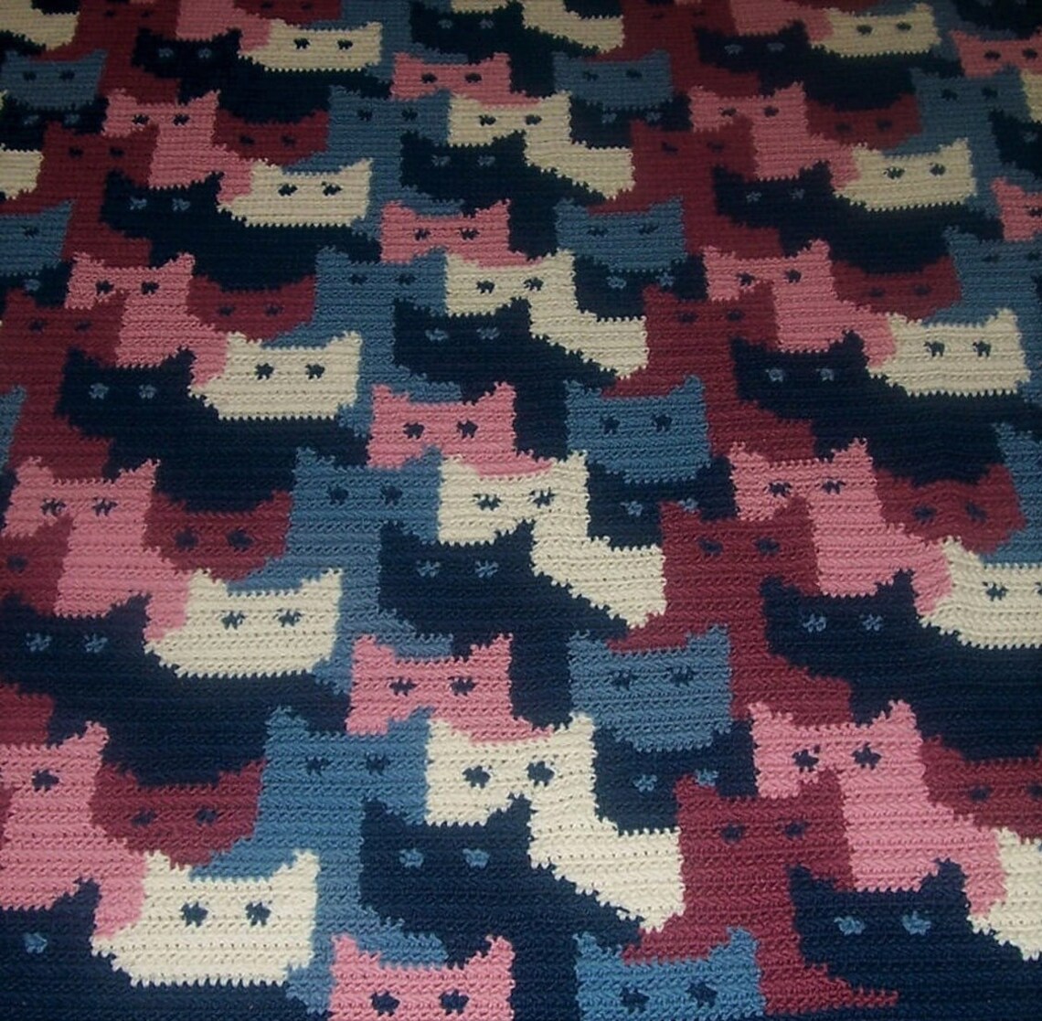 Crochet Pattern Kitty Blanket PDF - ENG Lang Only- Cats in a Row Afghan ...