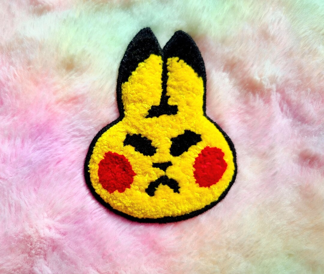 Angry Pikachu Cute Sensory Patch sew-on, Pokemon, Mini Tufted Rug - Etsy