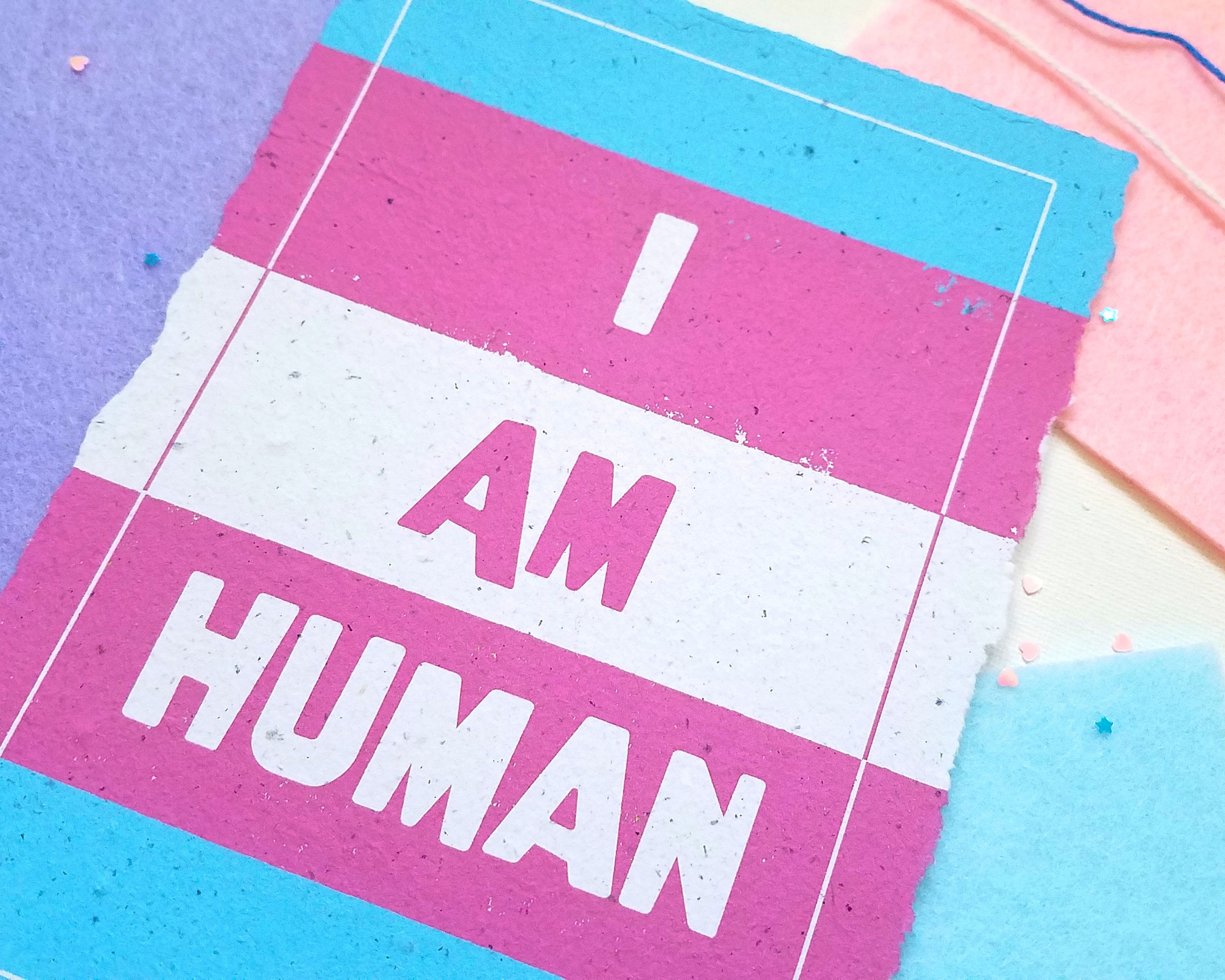 I Am Human HANDMADE Trans Pride Flag Art Print and Stickers - Etsy
