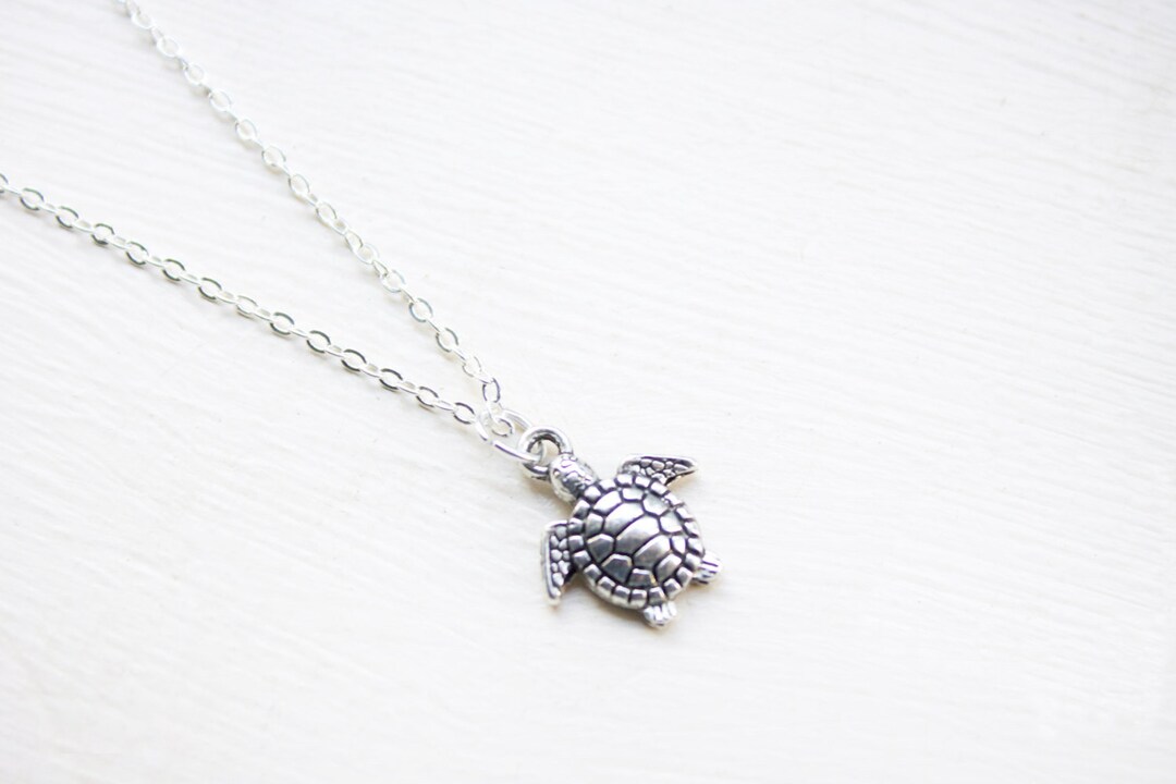 Turtle Necklace Tiny Turtle Charm Nautical Ocean Turtle Charm Surfing ...