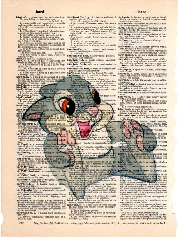 Items similar to Repurposed Vintage Dictionary Art Watercolor featuring ...