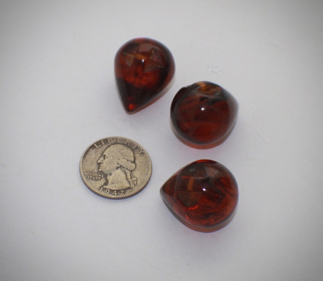 3 1" Root Beer Bakelite Teardrop Button Lot Vintage - Etsy