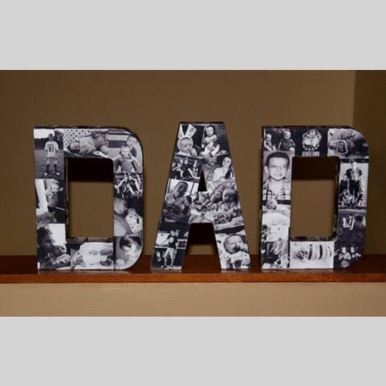 Custom Photo Letter the Word DAD 12" Paper Mache Fathers Day Mothers ...