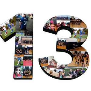 3D Number Photo Collage Two Digit Birthday Anniversary Party Senior ...