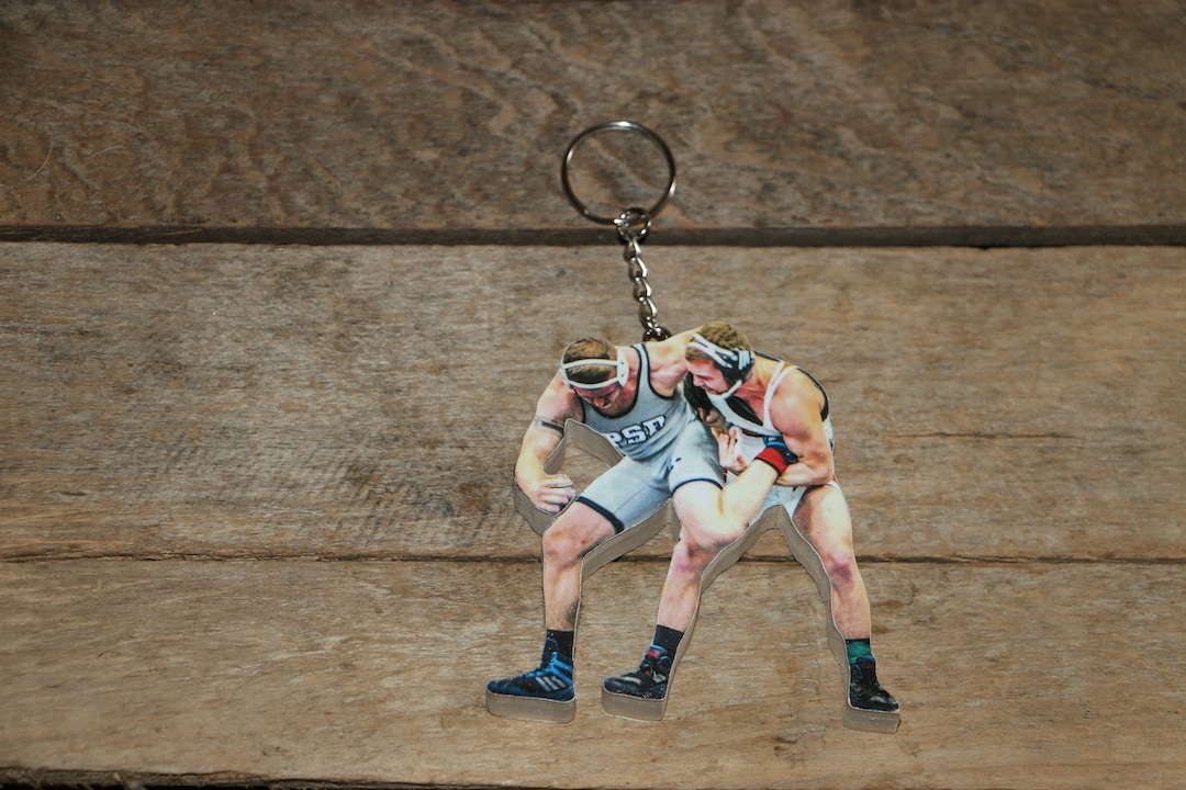 Wrestler Key Chain, Wrestling Sports Action Photo Key Chain, Senior ...