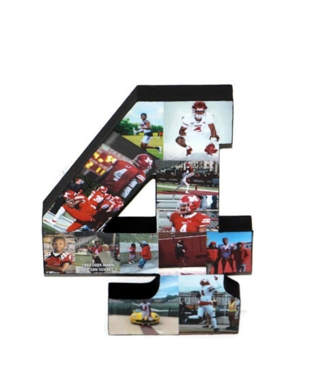 Freestanding Number 4, 4th Photo Collage Number, Jersey Number, Wood 3D ...